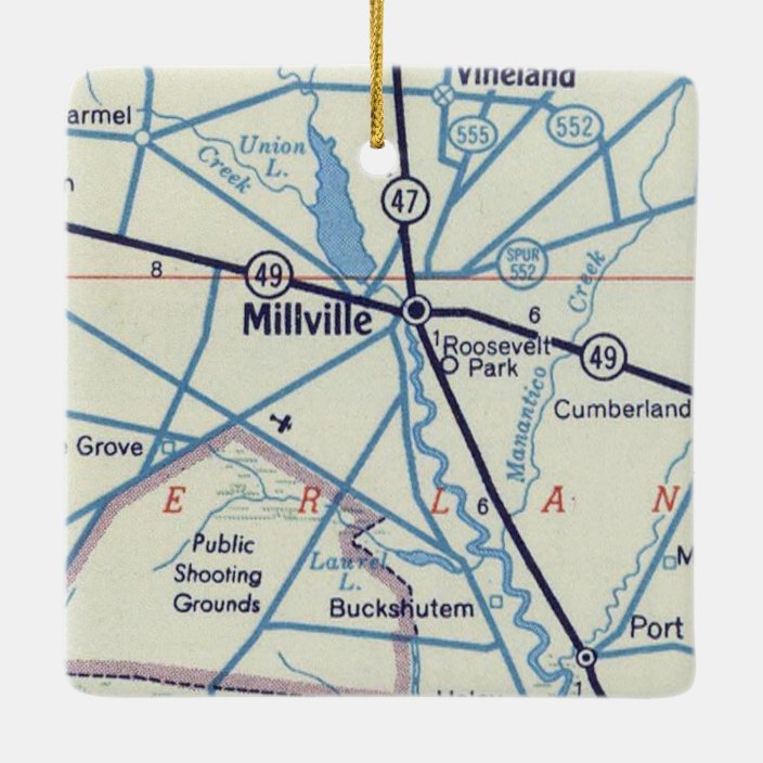 Millville NJ 50's Map Ceramic Ornament | Zazzle.com