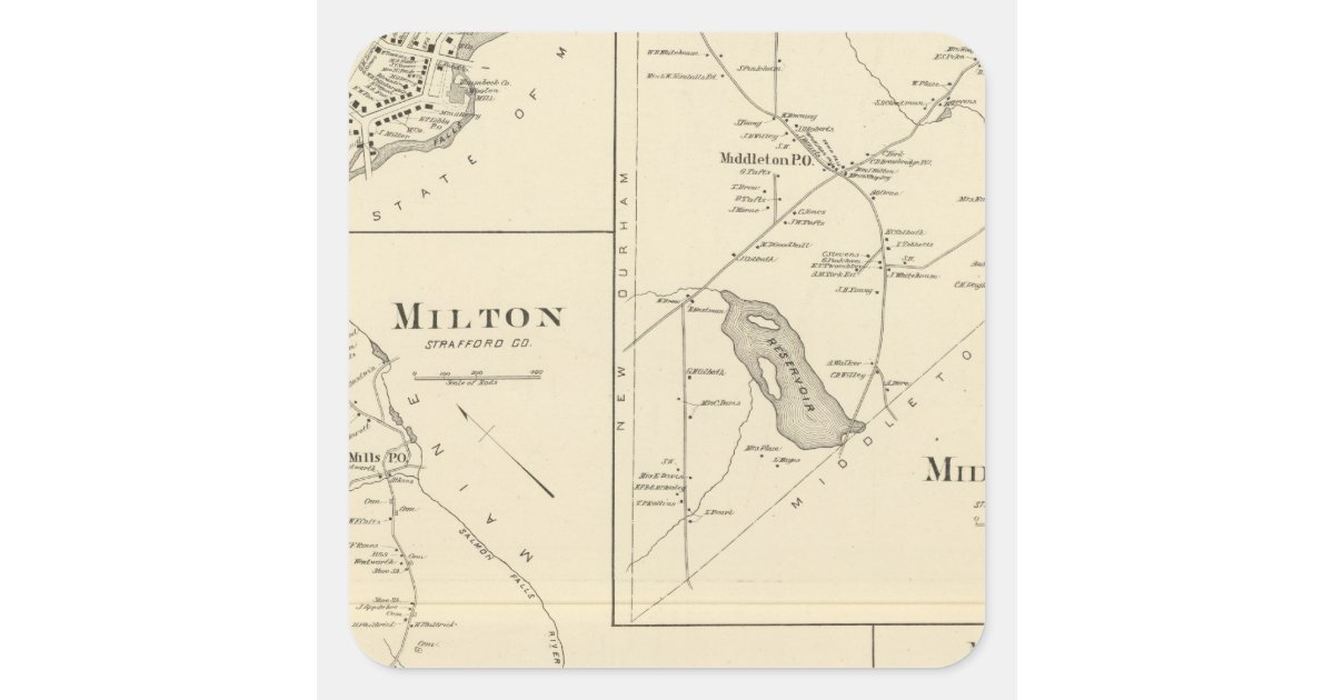 Milton, Strafford Co Square Sticker | Zazzle