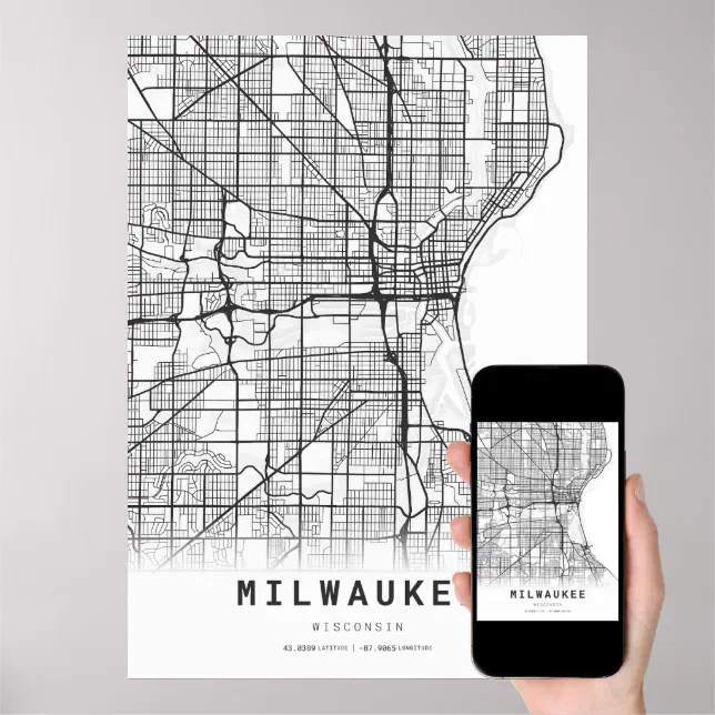 Milwaukee City Map Poster | Zazzle Milwaukee City Map Poster | Zazzle