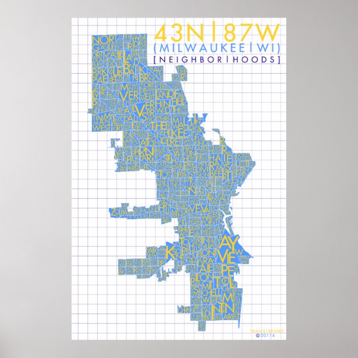 Milwaukee Neighborhood Typography Map Poster | Zazzle.com Milwaukee Neighborhood Typography Map Poster | Zazzle.com