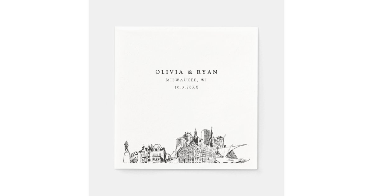 Milwaukee Wedding Minimalist Paper Napkins | Zazzle