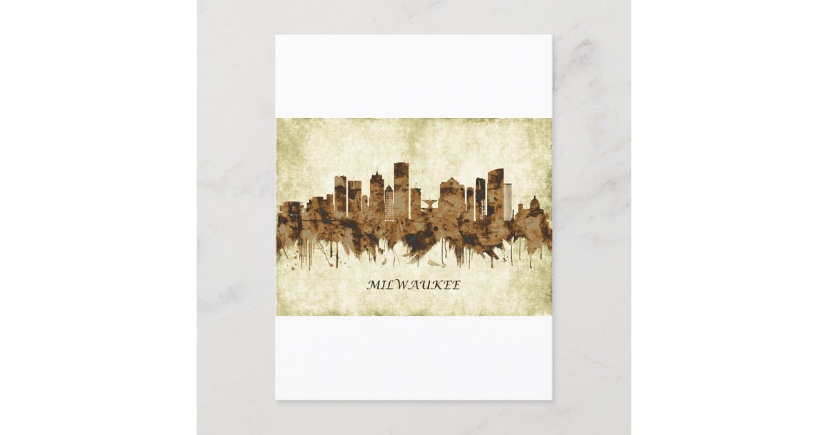 Milwaukee Wisconsin Cityscape Invitation Postcard | Zazzle