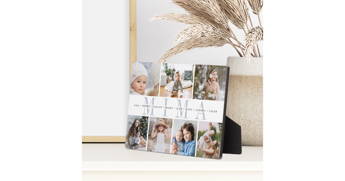 "Mima" Grandchildren Names 7 Photo Collage Plaque | Zazzle