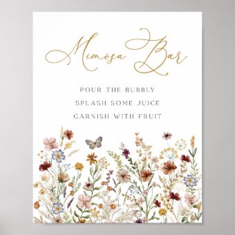 Mimosa Bar Boho Wildflower Garden Flowers Sign | Zazzle