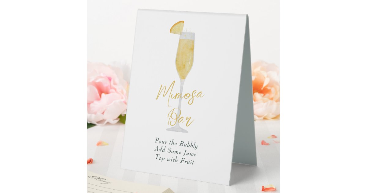 Mimosa Bar Brunch Cocktail Wedding Bridal Shower Table Tent | Zazzle