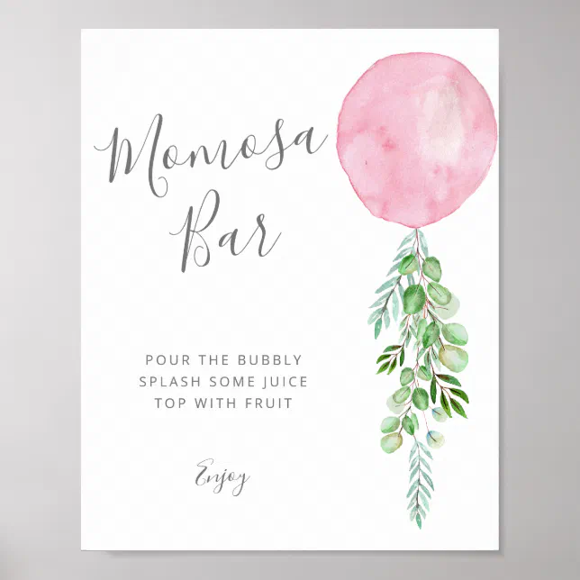 Mimosa Bar Sign Baby Shower Game Poster | Zazzle