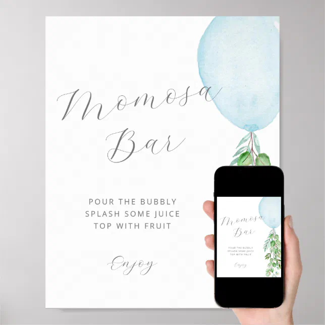Mimosa Bar Sign Baby Shower Game Poster | Zazzle