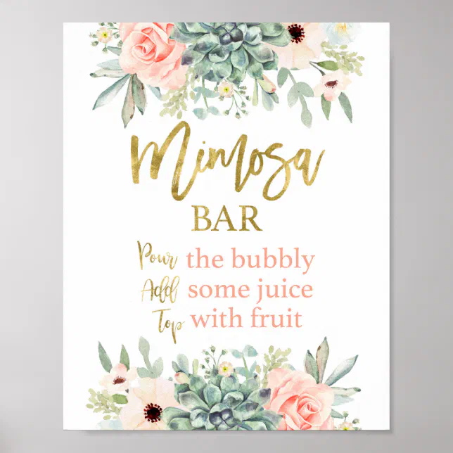 Mimosa sign, succulents floral sign | Zazzle