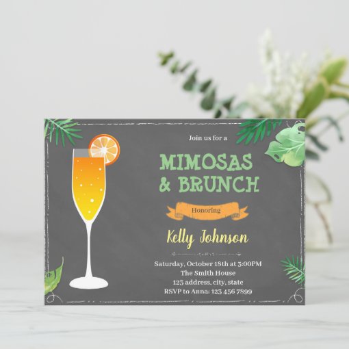 Mimosas and brunch shower party invitation | Zazzle