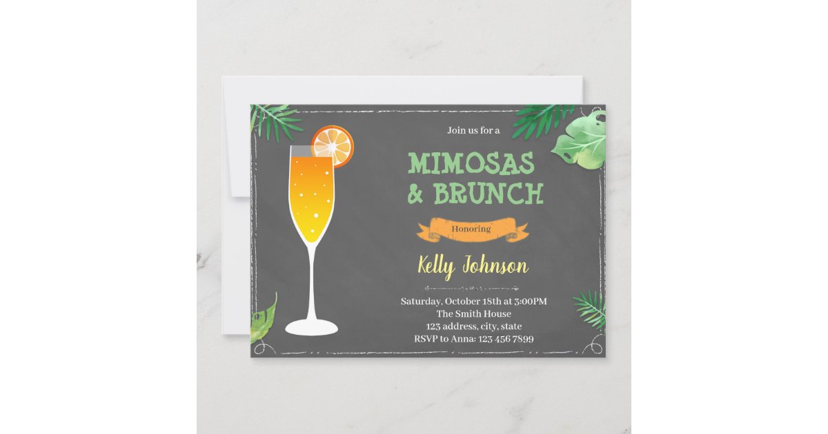 Mimosas and brunch shower party invitation | Zazzle