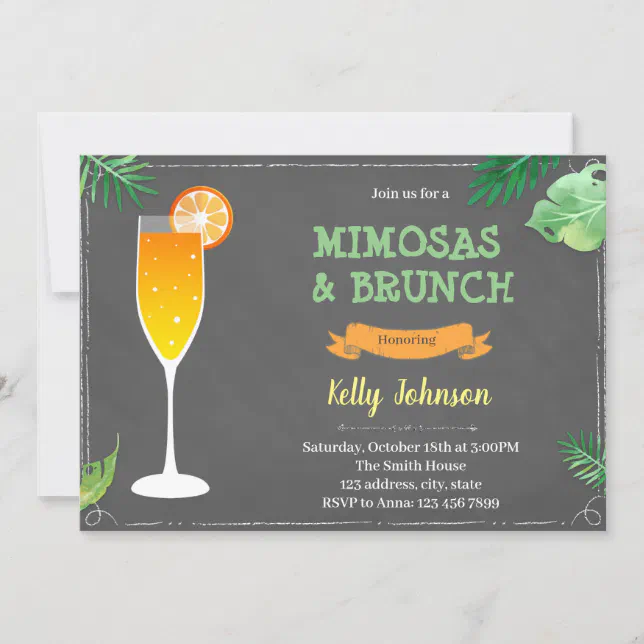 Mimosas and brunch shower party invitation | Zazzle