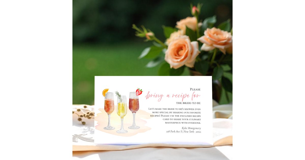 Mimosas Theme Bridal Shower Recipe Request Card | Zazzle