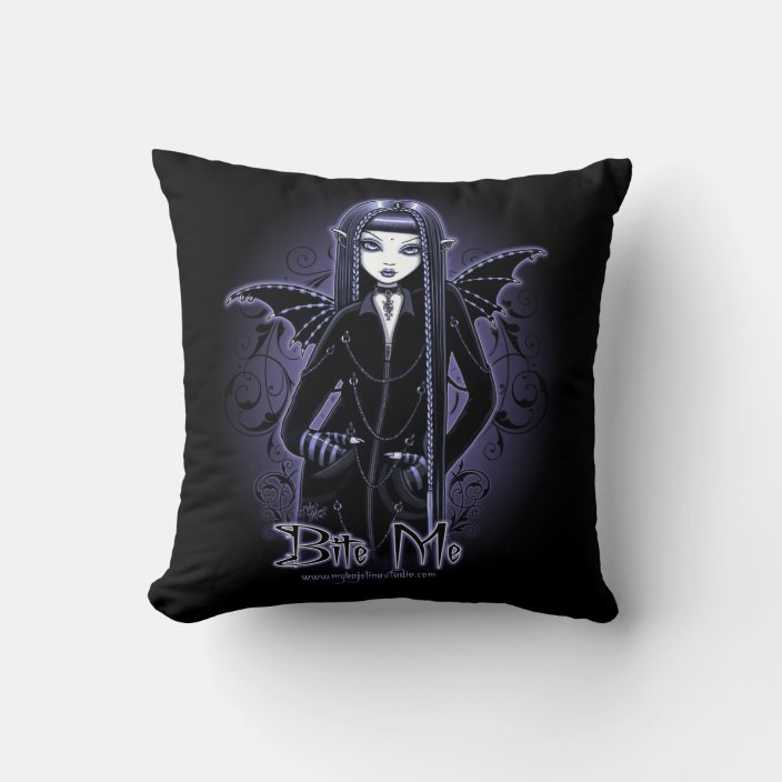 Mina Gothic Blue Bite Me Vampire Fairy Pillow | Zazzle