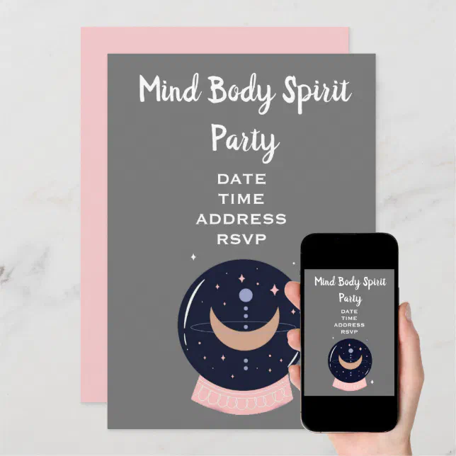 Mind Body Spirit New Age crystal ball party Invitation | Zazzle