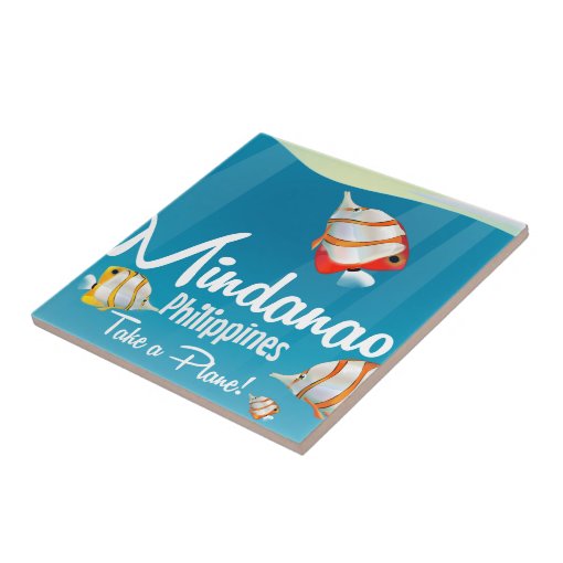 Mindanao, philippines cartoon travel poster tile | Zazzle