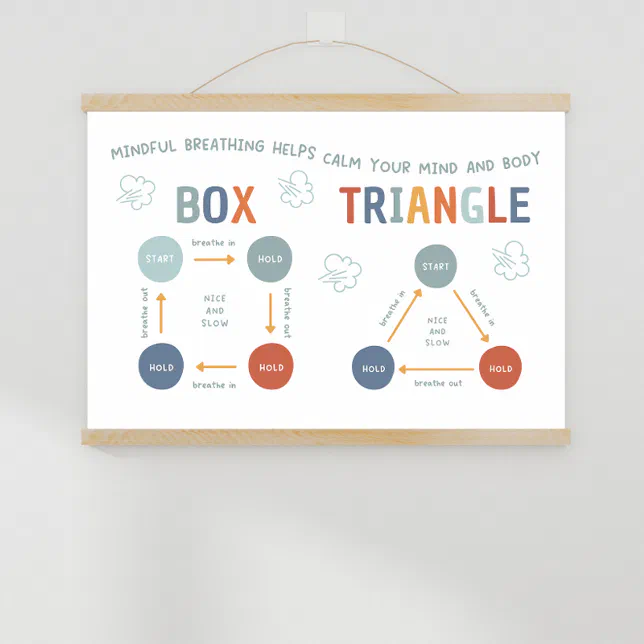Mindful Breathing Box & Triangle Breathing Poster | Zazzle