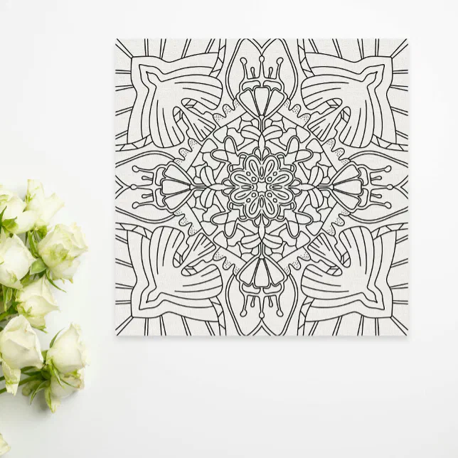 Mindful Summer: Peaceful Botanical Coloring Poster | Zazzle