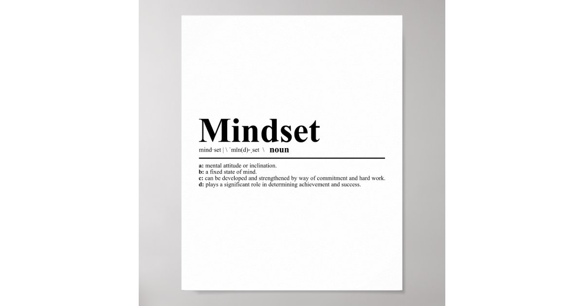 Mindset Definition | Motivational Quote Poster | Zazzle