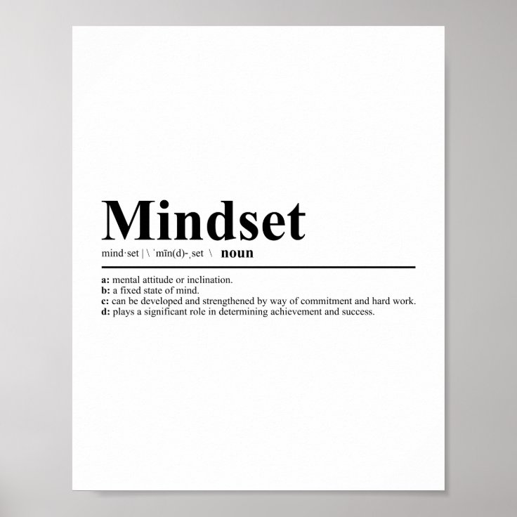 Mindset Definition | Motivational Quote Poster | Zazzle