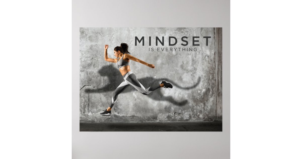 Mindset Is Everything - Fitness Girl Running Poster | Zazzle