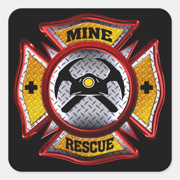 MINE RESCUE SQUARE STICKER | Zazzle