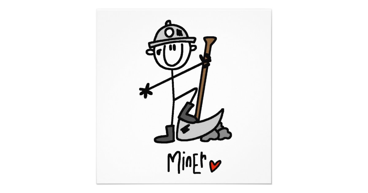 Miner Stick Figure Personalized Invitation