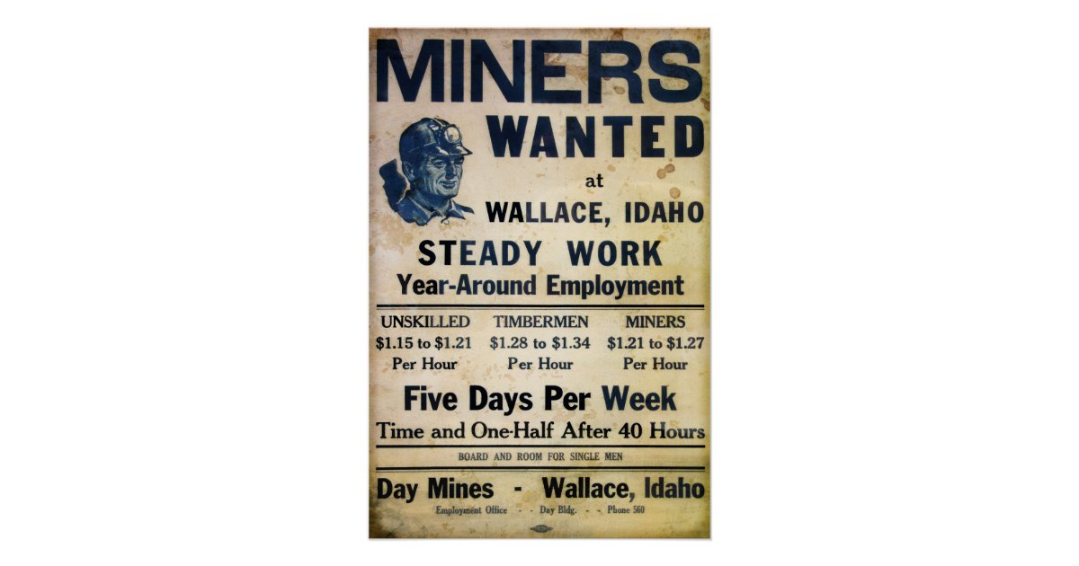 Miners Wanted 1939 Poster | Zazzle