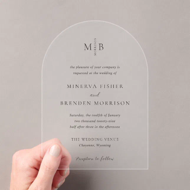 Minerva Modern Elegant Wedding Acrylic Invitations | Zazzle