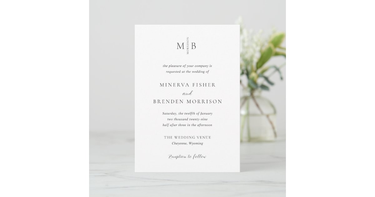 Minerva Modern Elegant Wedding Invitation | Zazzle