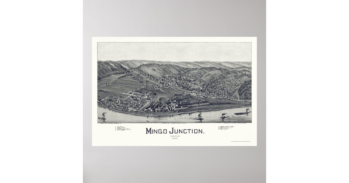 Mingo Junction, OH Panoramic Map - 1895 Poster | Zazzle