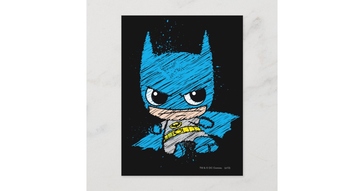Mini Batman Sketch Postcard | Zazzle