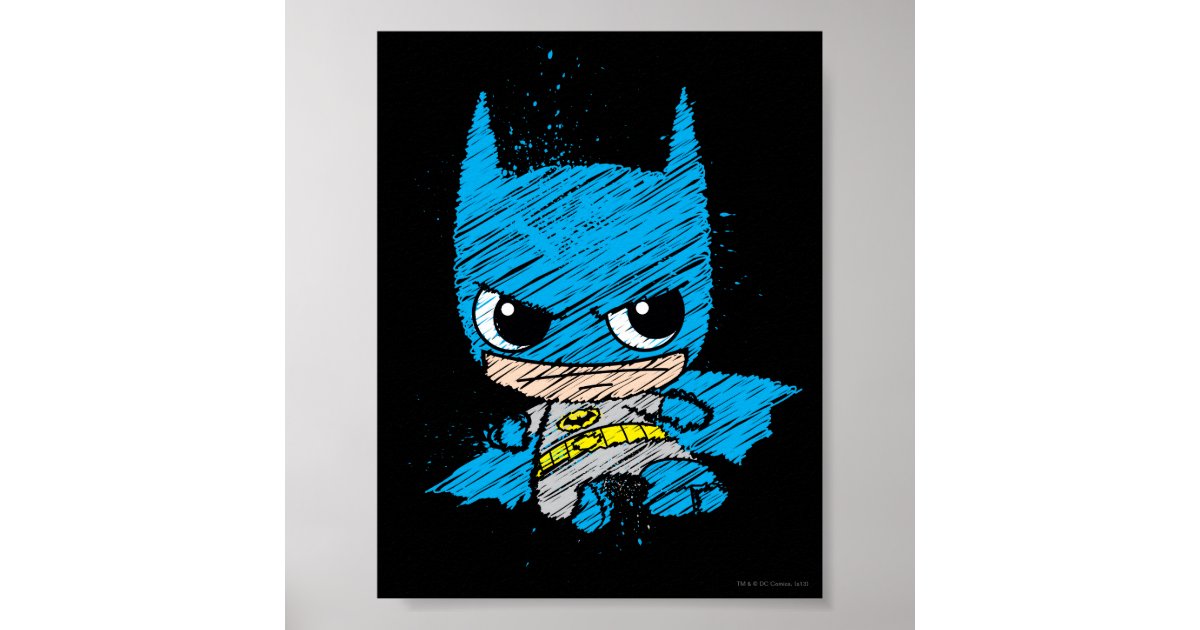 Mini Batman Sketch Poster | Zazzle