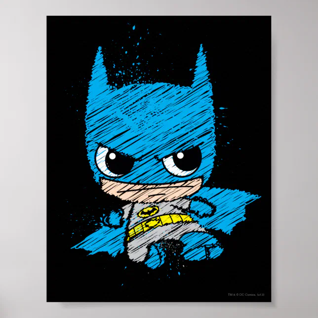 Mini Batman Sketch Poster | Zazzle