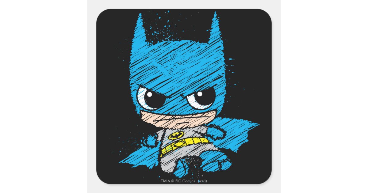 Mini Batman Sketch Square Sticker | Zazzle