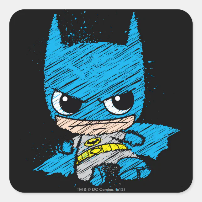 Mini Batman Sketch Square Sticker | Zazzle