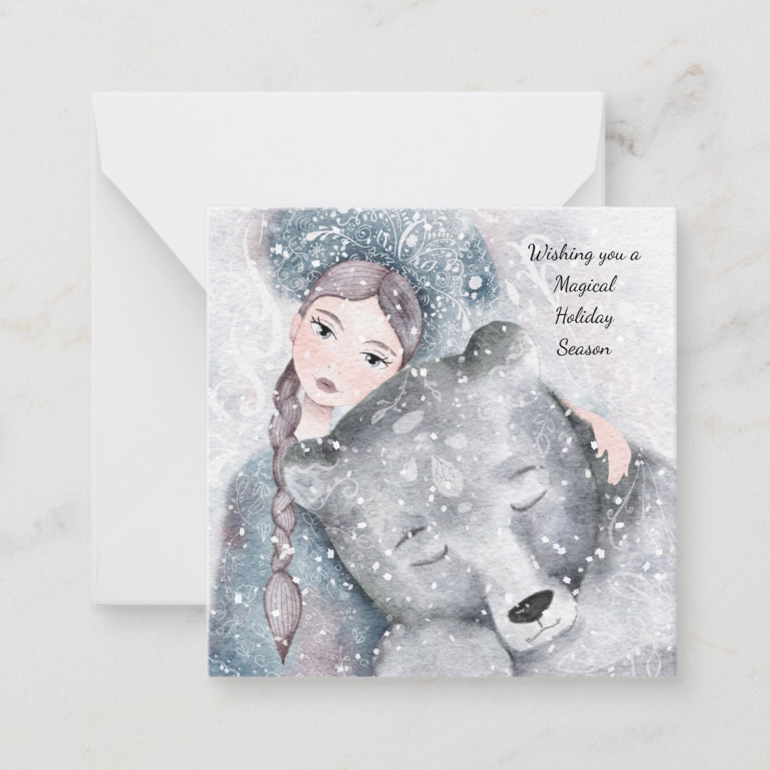 MINI Bear Snow Princess Bleak Midwinter Holiday Note Card | Zazzle
