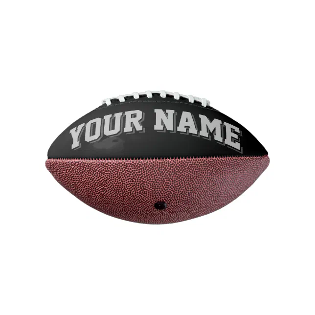 Mini BLACK SILVER AND DARK GRAY Personalized Football | Zazzle