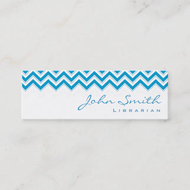 Mini Blue Zigzag Librarian Business Card | Zazzle