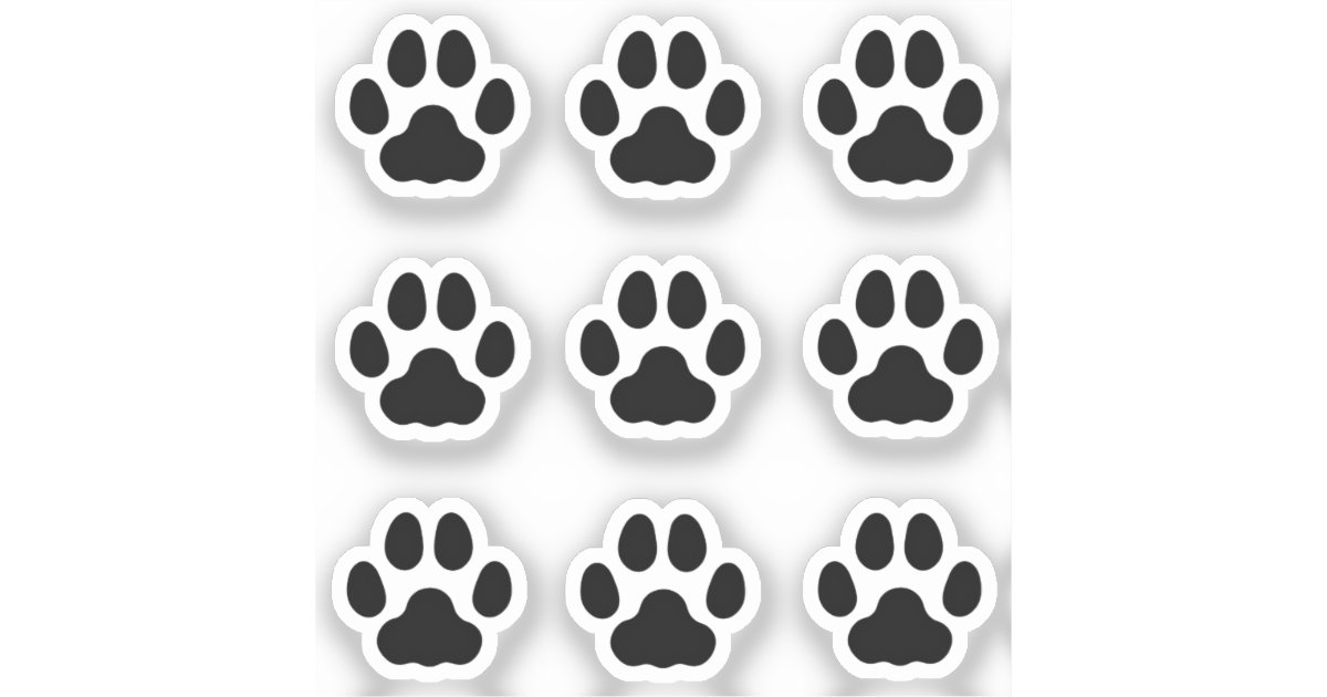 Mini Cat Paw Prints Black Animal Tracks Stickers | Zazzle