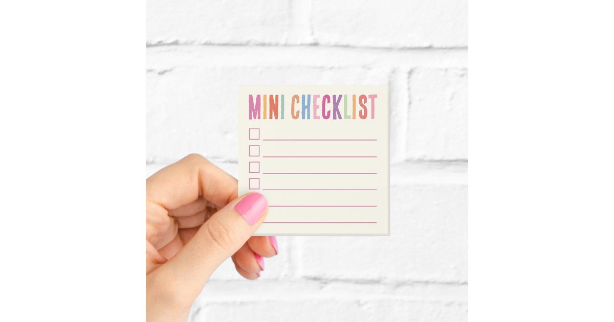 Mini Checklist Colorful Post-it Notes | Zazzle
