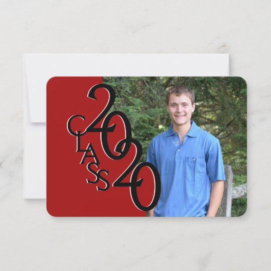 Mini Class of 2020 Red Photo Graduation Invitation | Zazzle.com