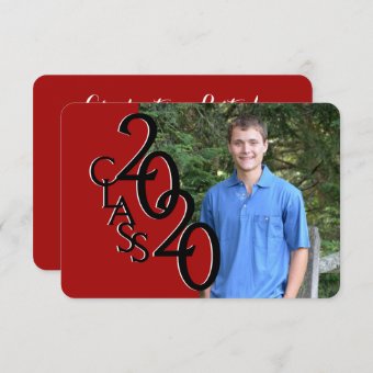 Mini Class of 2020 Red Photo Graduation Invitation | Zazzle