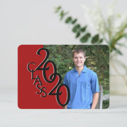 Mini Class of 2020 Red Photo Graduation Invitation | Zazzle