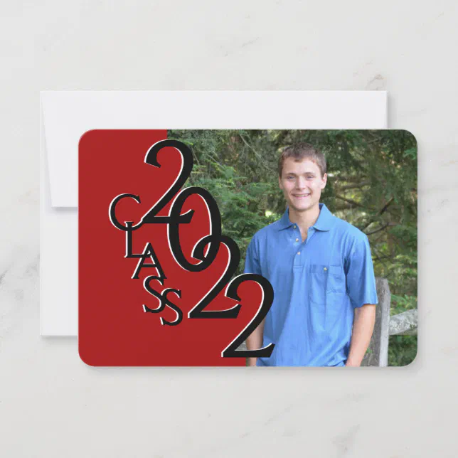 Mini Class of 2022 Red Photo Graduation Invitation | Zazzle