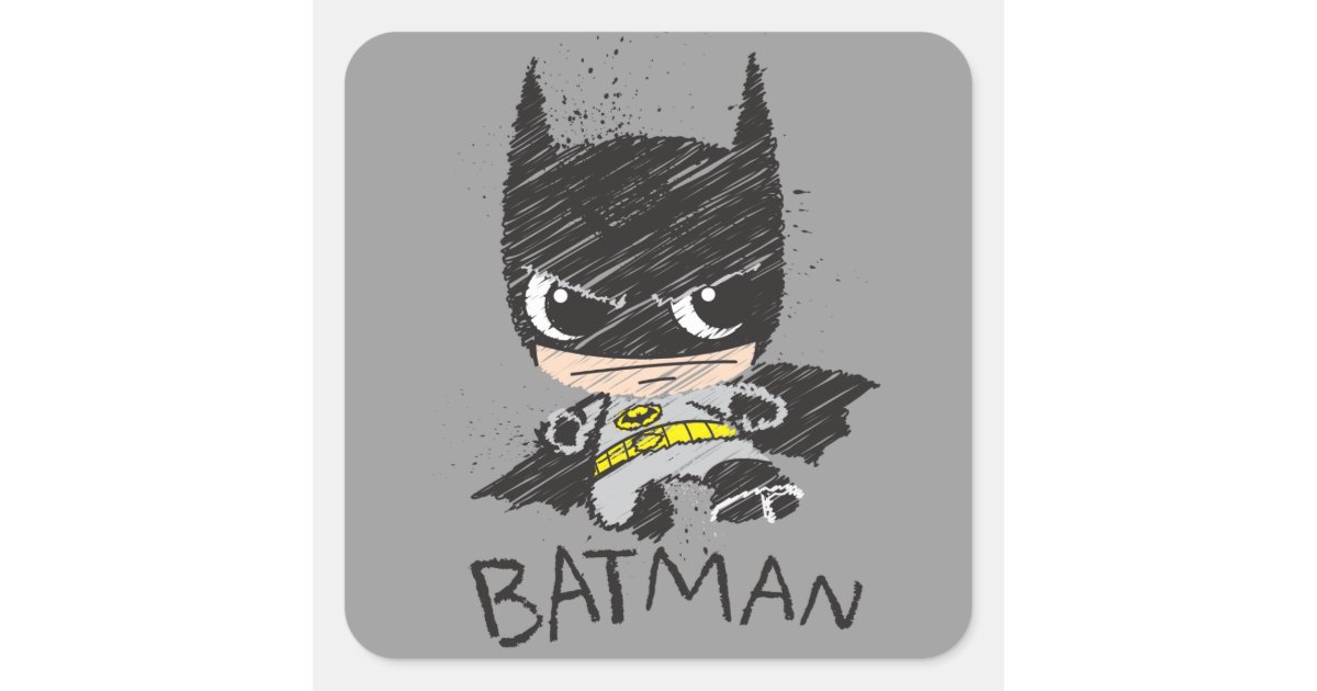 Mini Classic Batman Sketch Square Sticker | Zazzle
