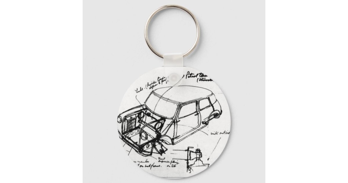 mini-classic sketch key keychain | Zazzle