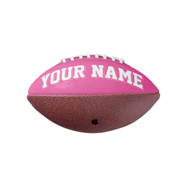 Mini DARK PINK AND WHITE Personalized Football | Zazzle