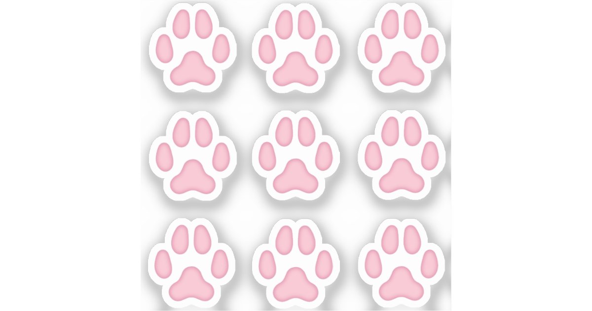 Mini Dog Paw Prints Pink Animal Tracks Stickers | Zazzle