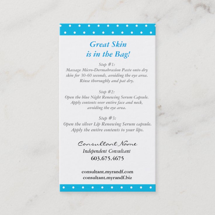 Mini Facial Instruction Card | Zazzle
