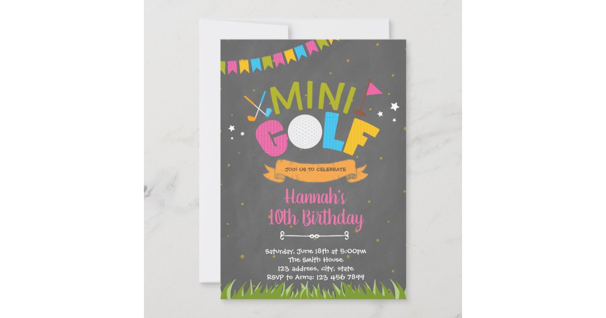 Mini golf birthday party invitation | Zazzle